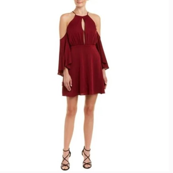 Milly | Dresses | New Milly Silk Blend Bordeaux Melody Halter Mini ...